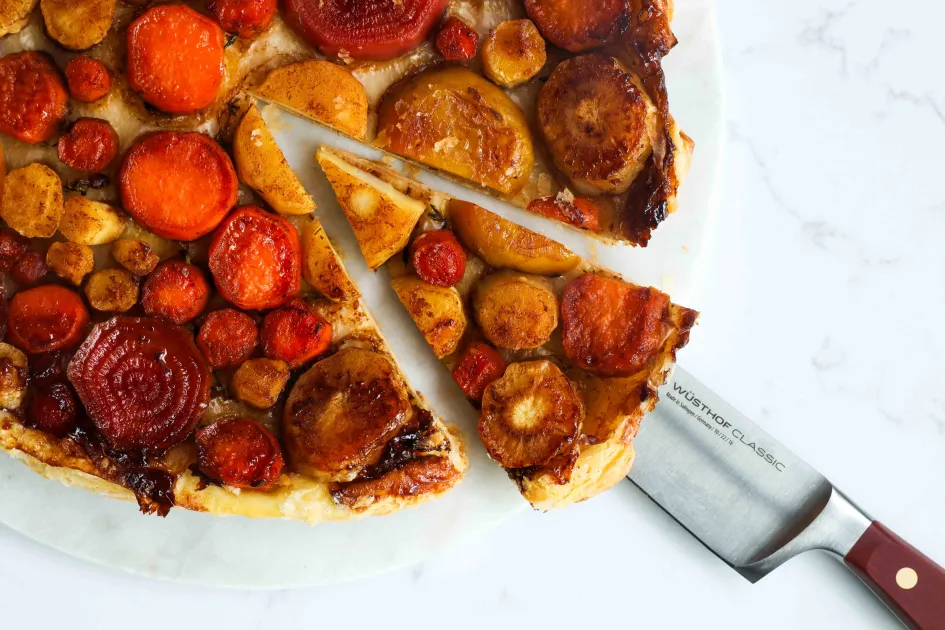 Glazed Root Vegetable Tarte Tatin | BOSH!